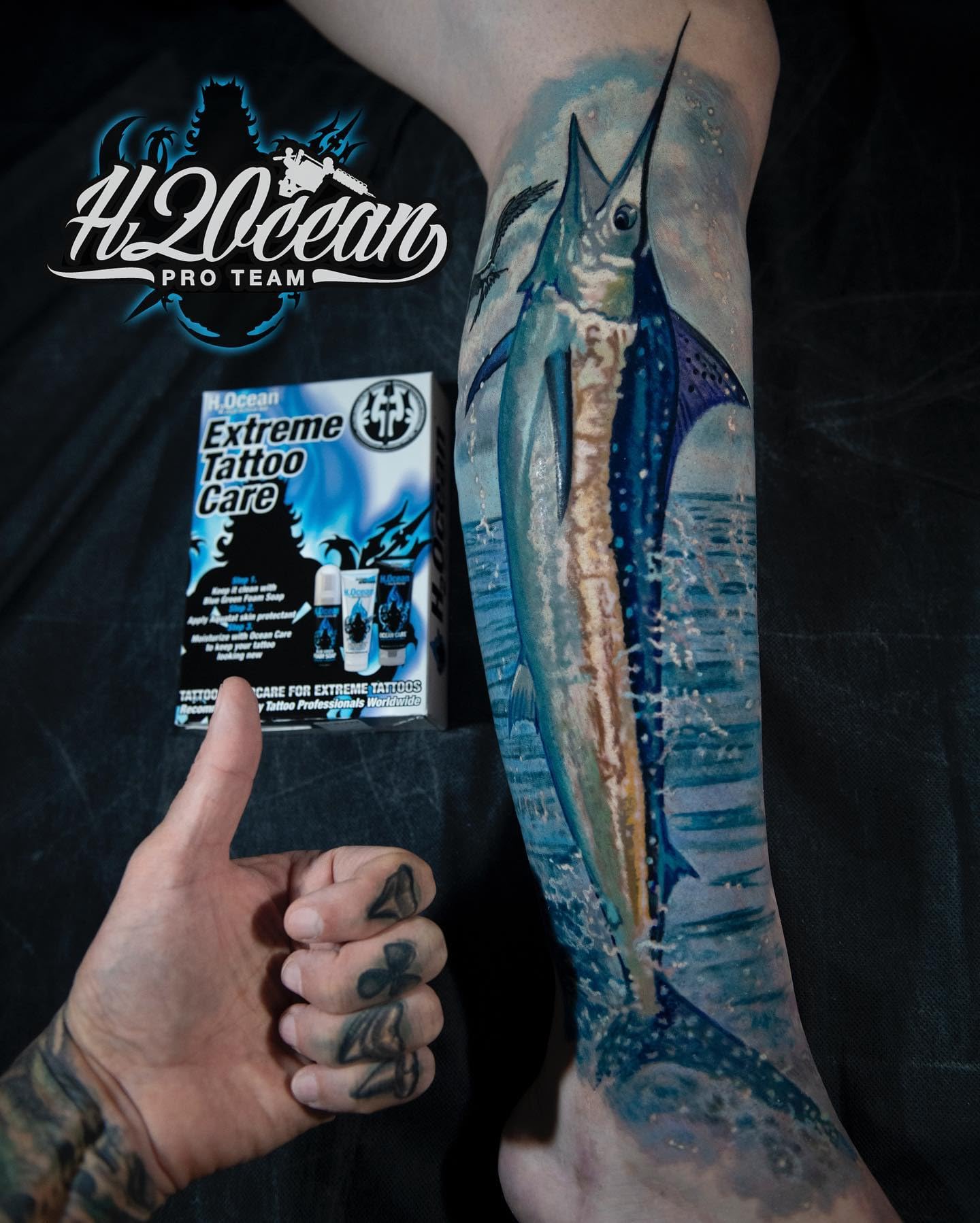 H2Ocean Blue Green Foam Soap - Tattoo Foam Antibacterial Soap for Tattoo Aftercare - Tattoo Care with Aloe Vera - Travel-Size Tattoo Moisturizer Soap - 1.7 oz