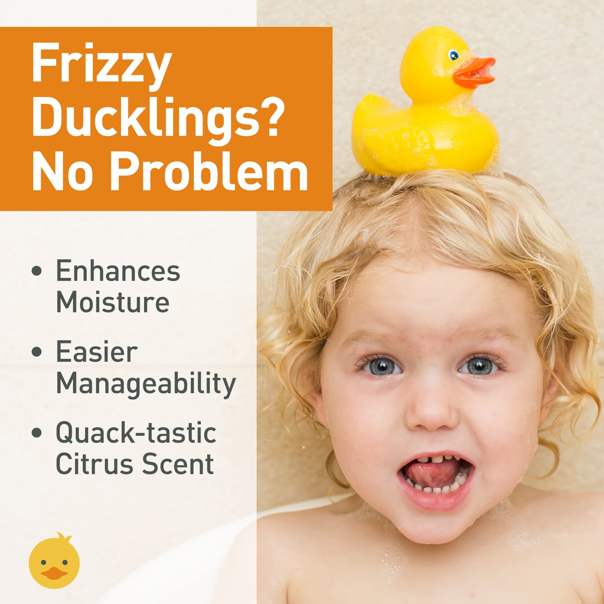 FuzzyDuck Kids Conditioner, All Hair Types, Moisturizer, made w/Aloe, Sea Botanicals & Honey that reduces Frizz, increases Moisture Content & Manageability for Smooth & Silky Hair-Citrus Medley, 8oz