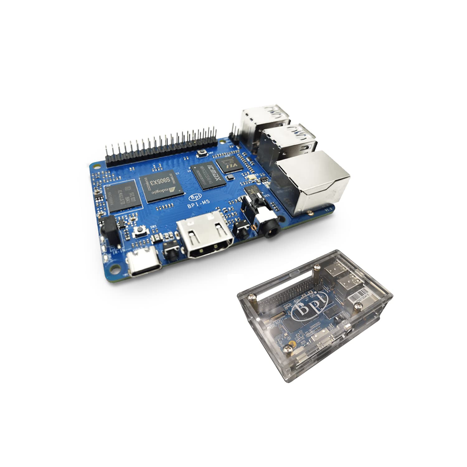 Banana Pi BPI-M5 Amlogic S905X3 Single Board Computer with LPDDR4 4GB RAM and 16GB eMMC Storage for AIOT Support Android Debian Raspbian Armbian