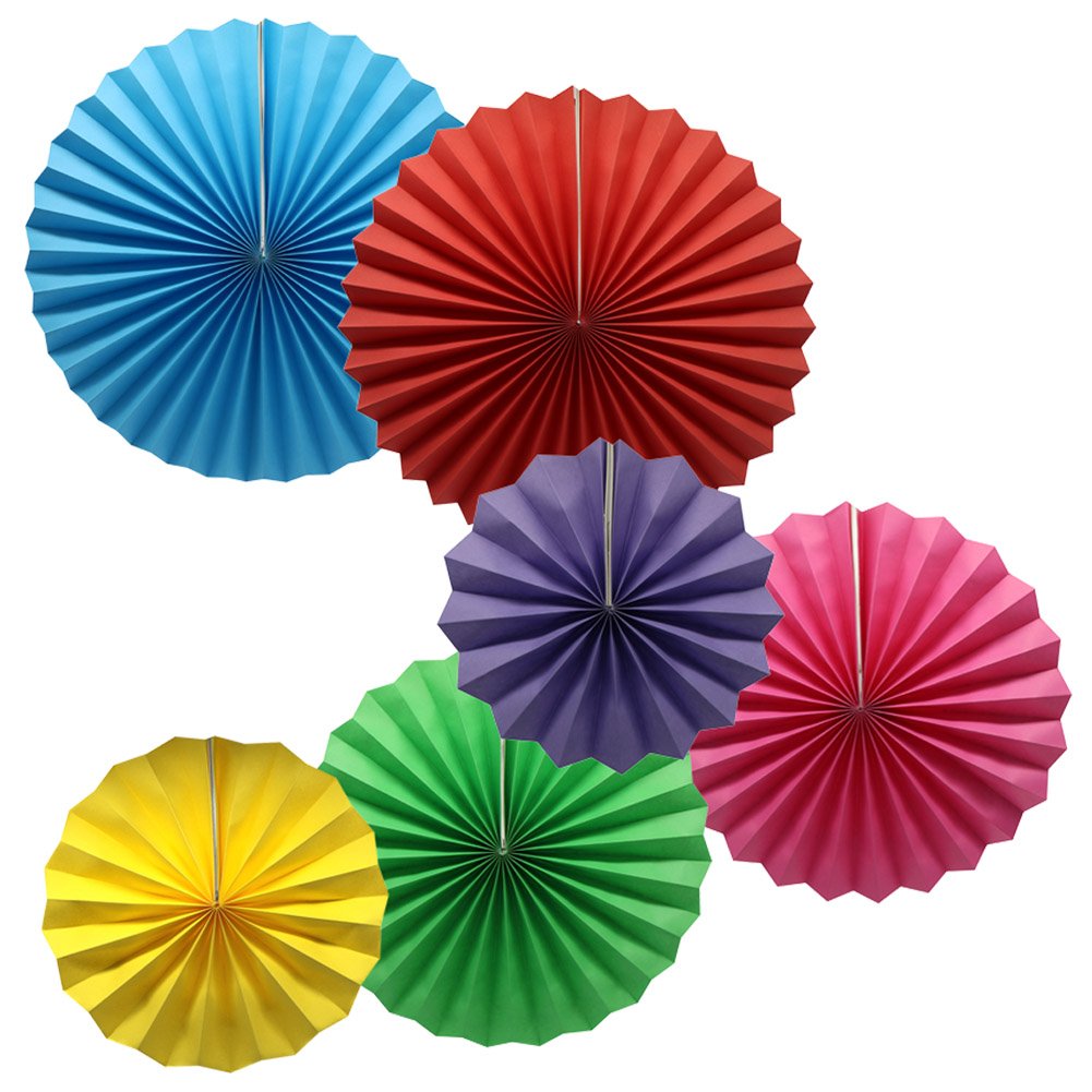 ADLKGG Colorful Hanging Paper Fans Decoration Round Pattern Paper Garlands Set for Party Birthday Wedding Events Accessories, Mix Set of 6