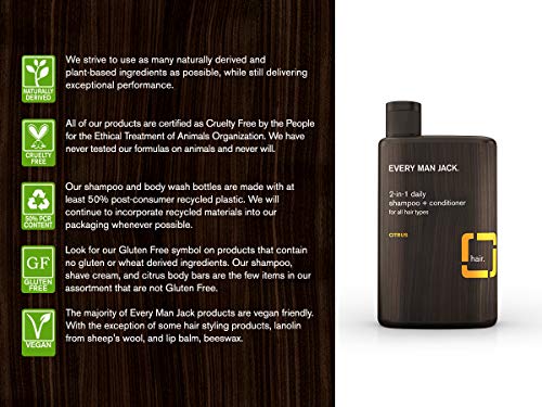 Every Man Jack Daily Shampoo, Citrus, 13.5-ounce (Pack of 1), 91306