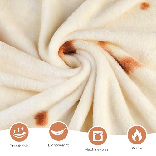 Admitrack Tortilla Wrap Blanket,Burritos Round Wrap Blanket,Funny Food Round Blanket,Novelty Burritos Throw Blanket for Adults&Kids (Double Sided)