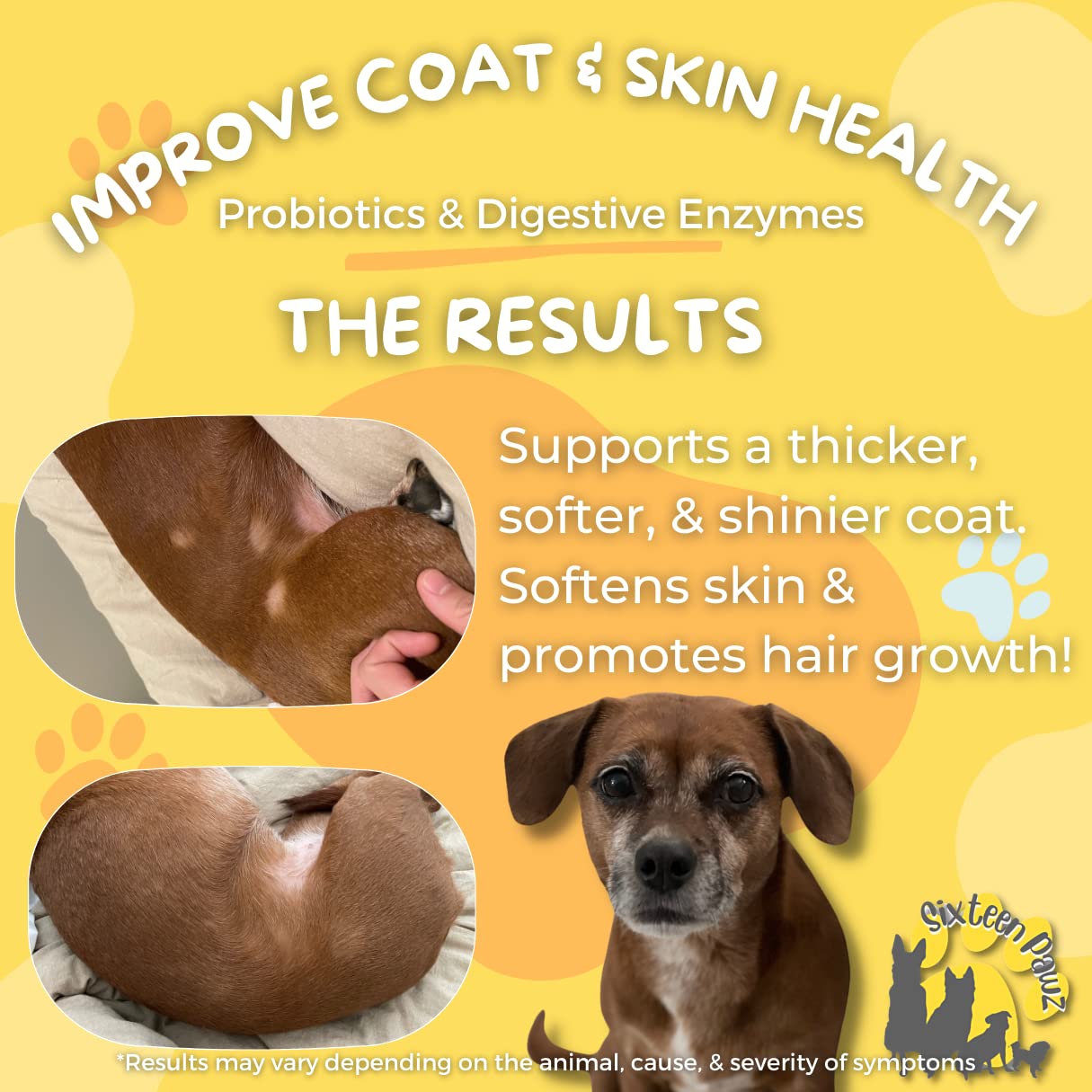 Sixteen Pawz Probiotics, Prebiotics, & Digestive Enzymes for Dogs| Limited Ingredients| Organic |Digestive Support |Allergy Relief |Immune Support| Reduces Inflammation| Diarrhea & Gas Relief