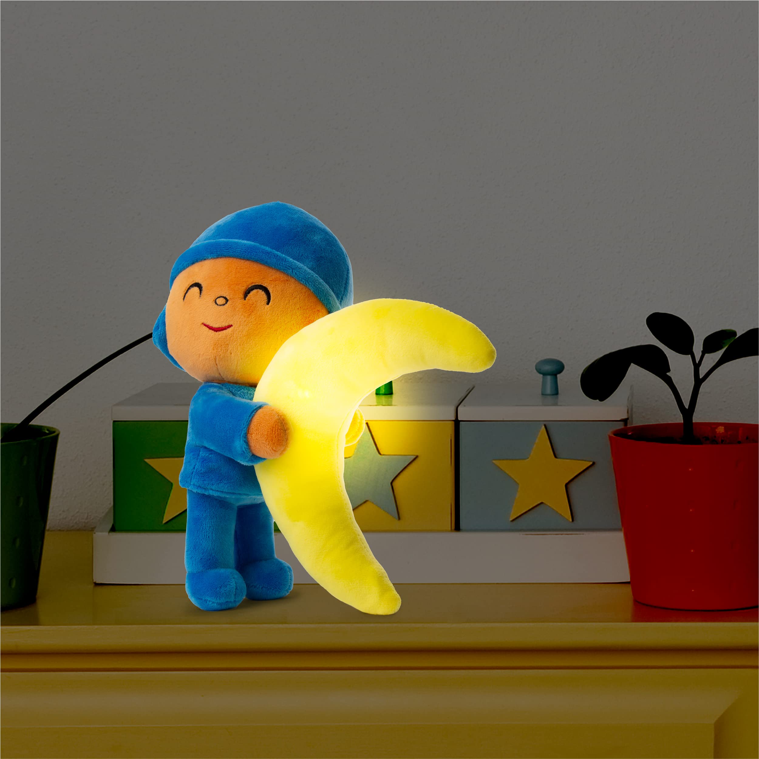 Pocoyo Light Up Plush - Acts as a Night Light and Sleep Soother - for Toddlers, Girls and Boys - Officially Licensed Light Up Doll - Preschool Leaning Plush Bedtime (Light Up Moon Plush)
