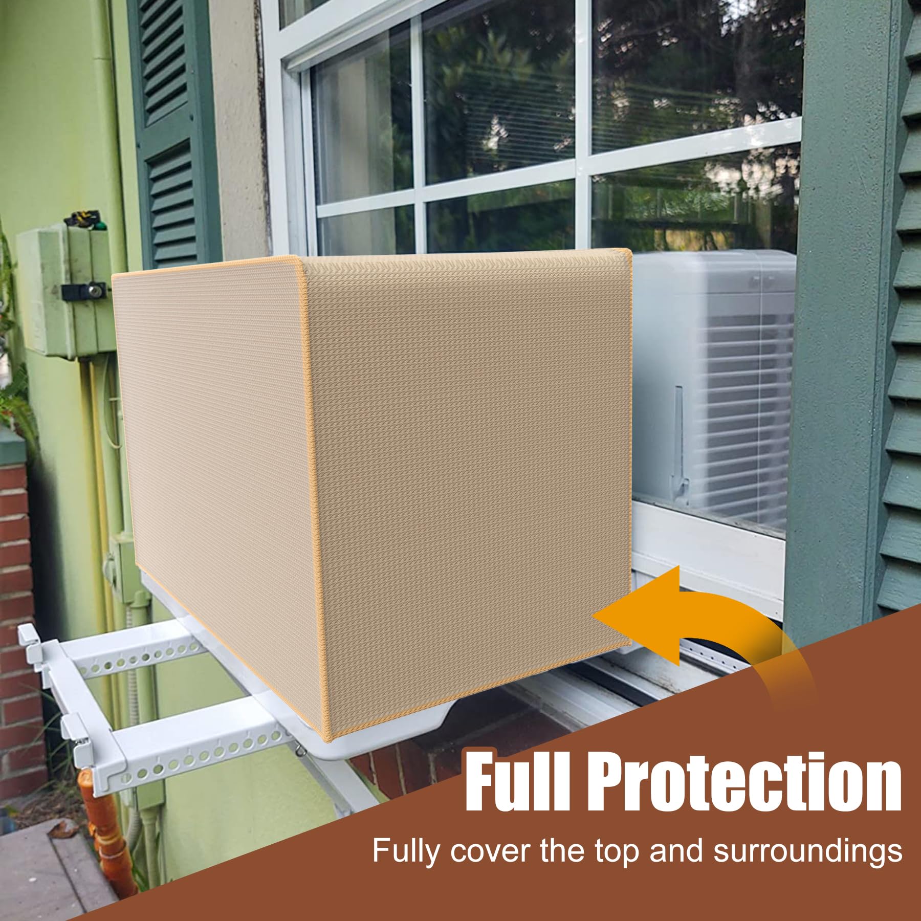 BJADE'S Window AC Cover Compatible with Midea U-Shaped Window Air Conditioner Unit,Heavy-Duty,Waterproof 600D Polyester Outdoor AC Covers,Dustproof & Windproof Outside Window AC Protection Cover