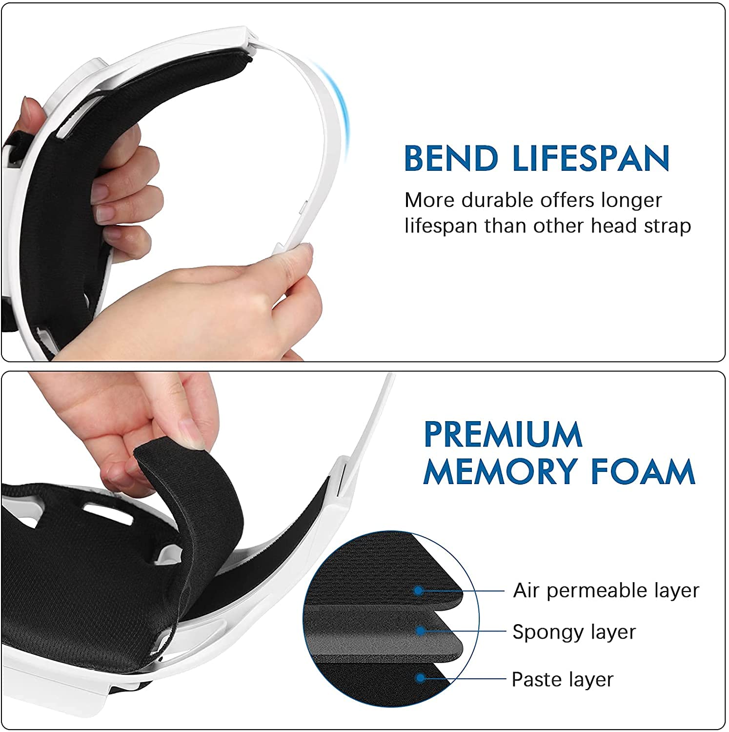 Elite Head Strap for Oculus Quest 2, YIZEIJOB VR Quest 2 Accessories Replacement Strap with Battery Holder Bracket, Adjustable Lightweight Reduce Face Pressure