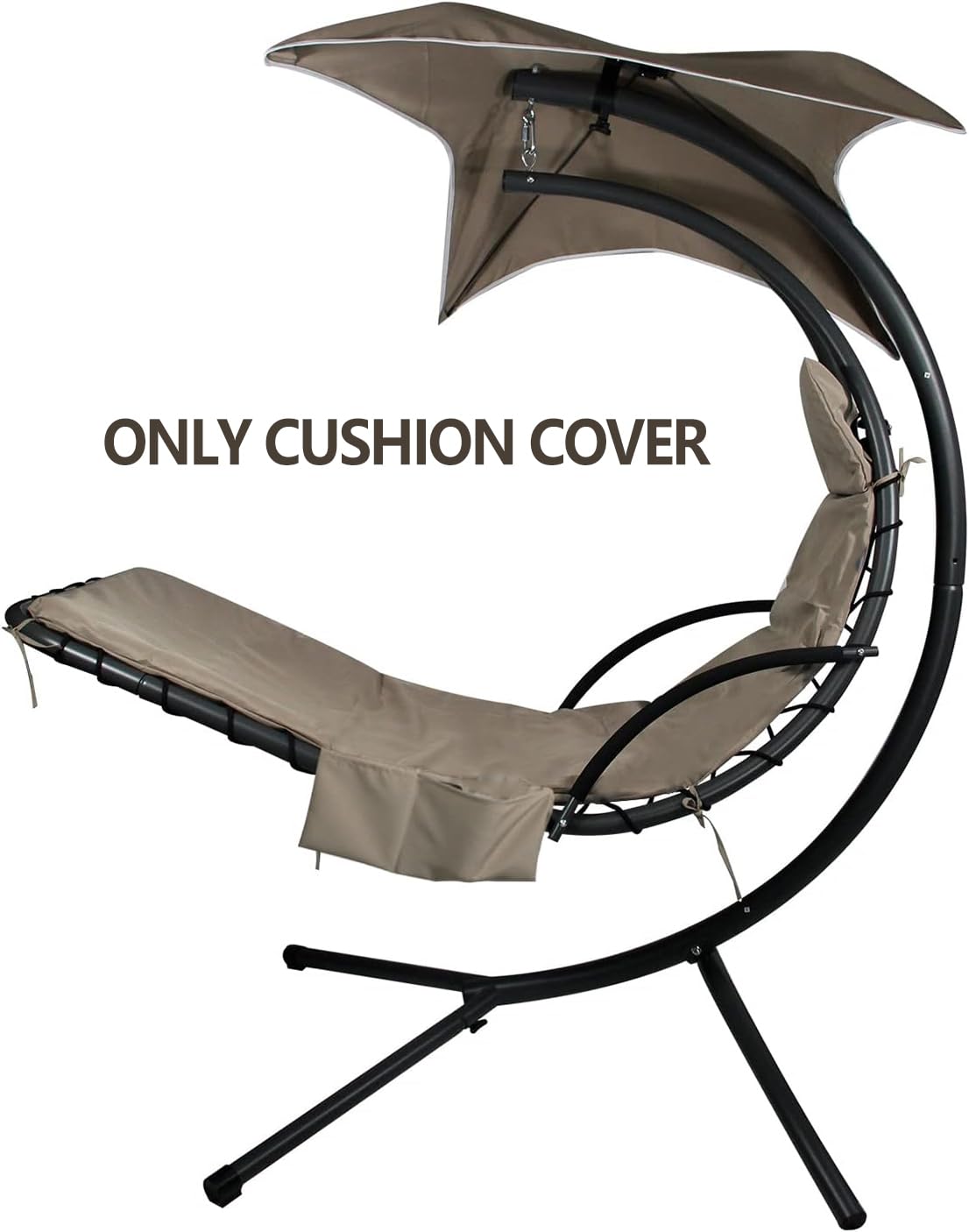 BASANOB Outdoor Hanging Lounge Chair Replacement Cushion Cover and Umbrella Fabric, Patio Curved Chaise Hammock Floating Swing Chair Pads (Cushion Not Included) (Coffee)