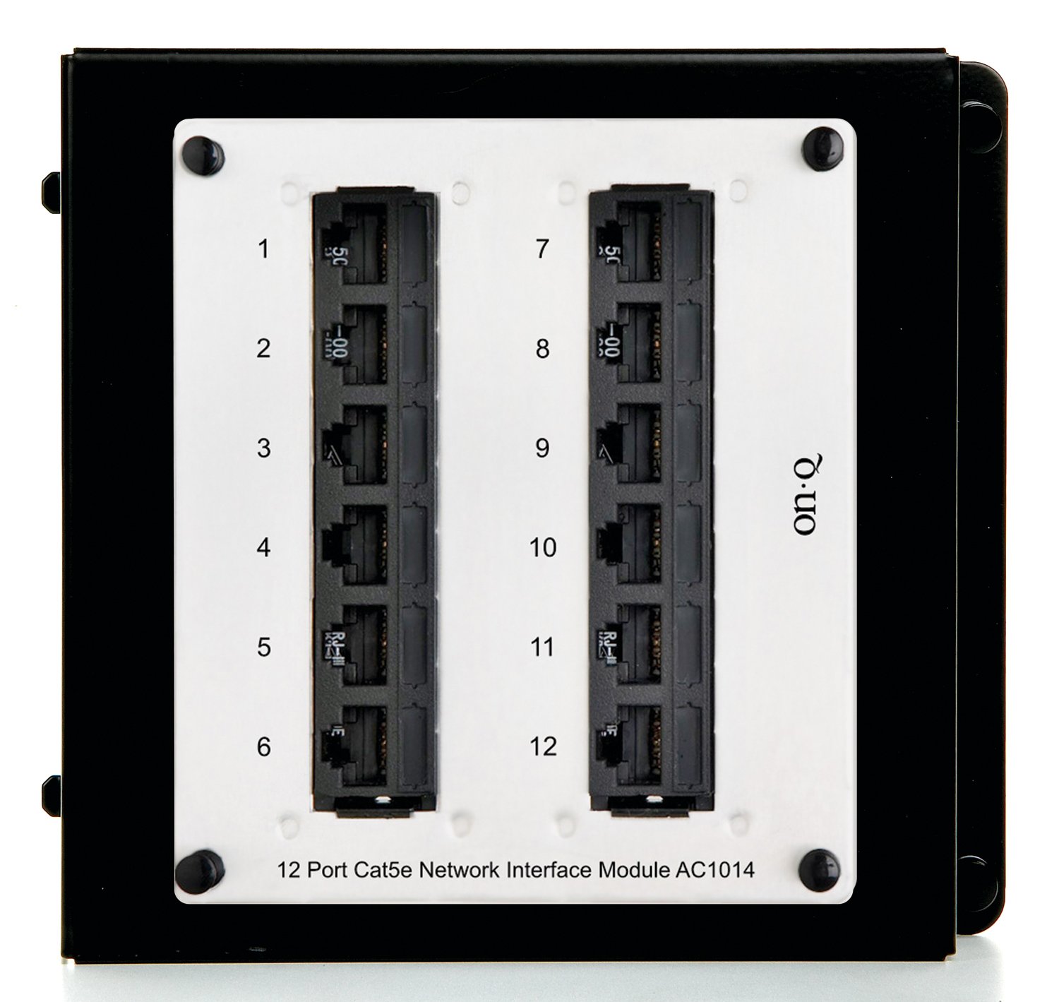 Legrand - OnQ 8 Port Cat 5e Network Interface Module, RJ45 Network Switch, High-Density Mini Patch Panel, Keystone Ports Labeled 1 Through 12, Grey, AC1014