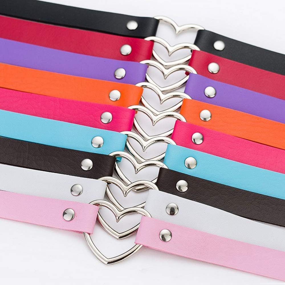 ETHOON Love Heart PU Leather Choker Necklace Goth Choker Collar Chain Black