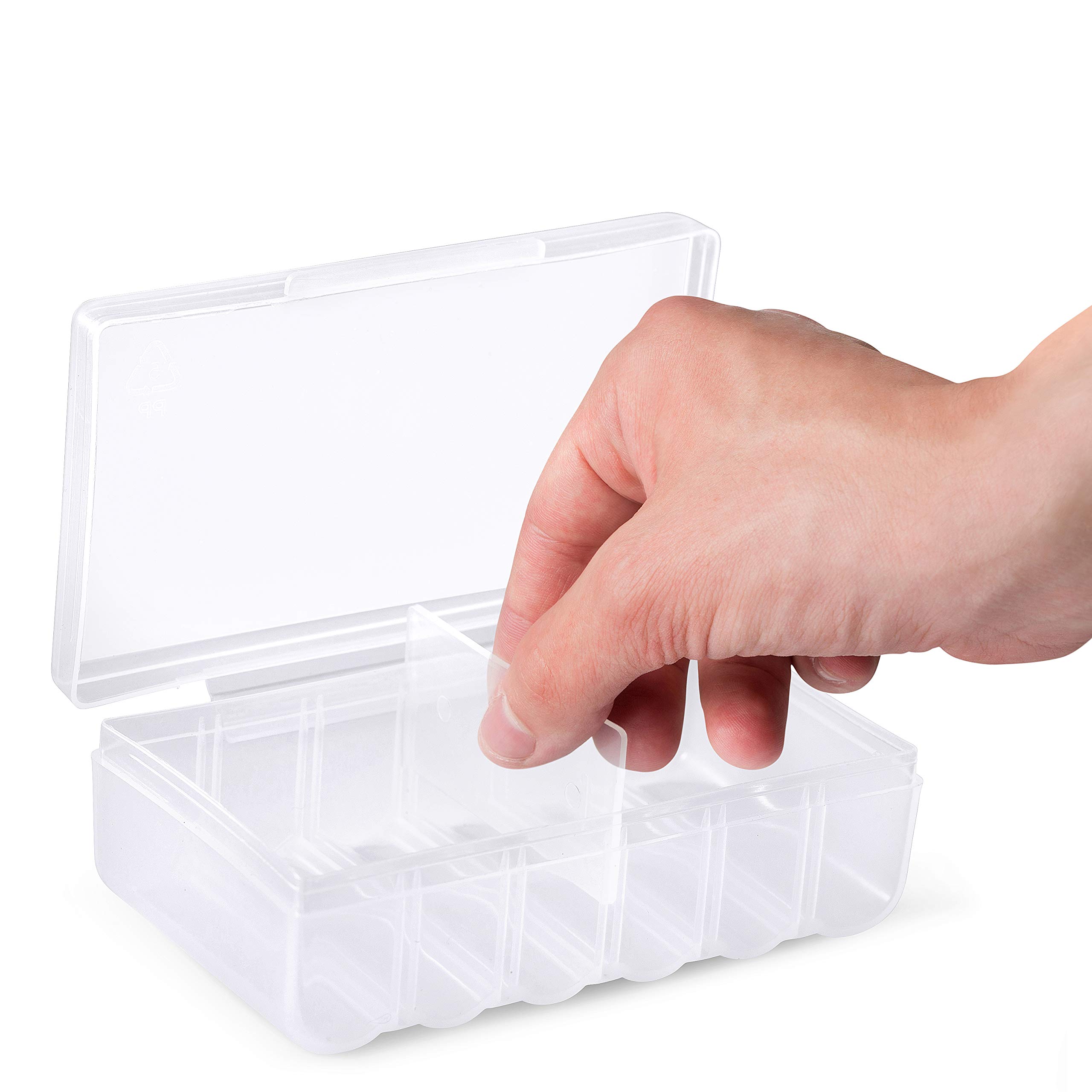 GlossyEnd Set of 4 - Two AA and Two AAA Battery Storage Box, Battery Storage Case, Battery Holder Clear
