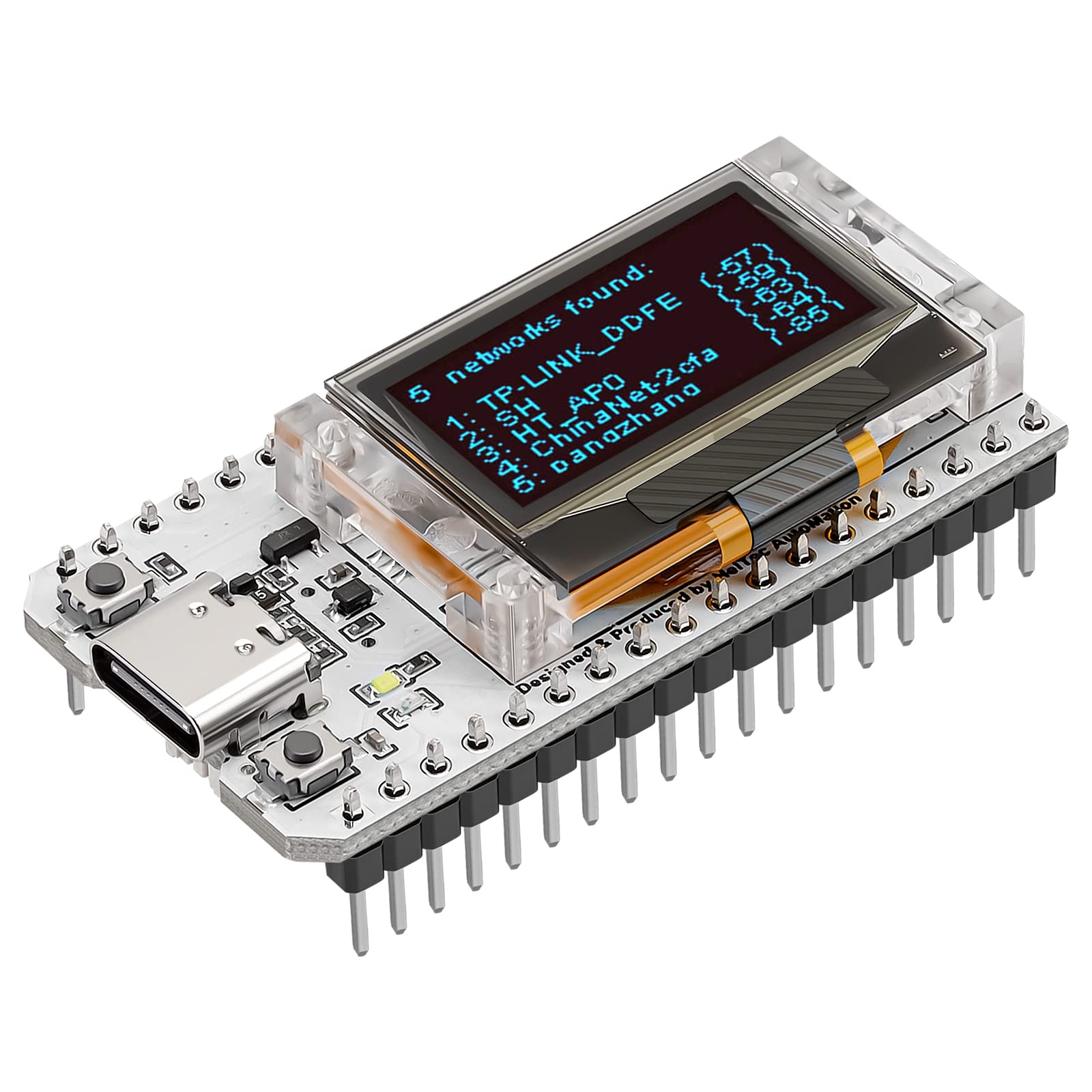MakerFocus ESP32 OLED WiFi Kit V3 Integrated WiFi Bluetooth 2.4GHz PCB Antenna CP2102 Development Board with 0.96-inch OLED Display for Arduino Intelligent Scenes