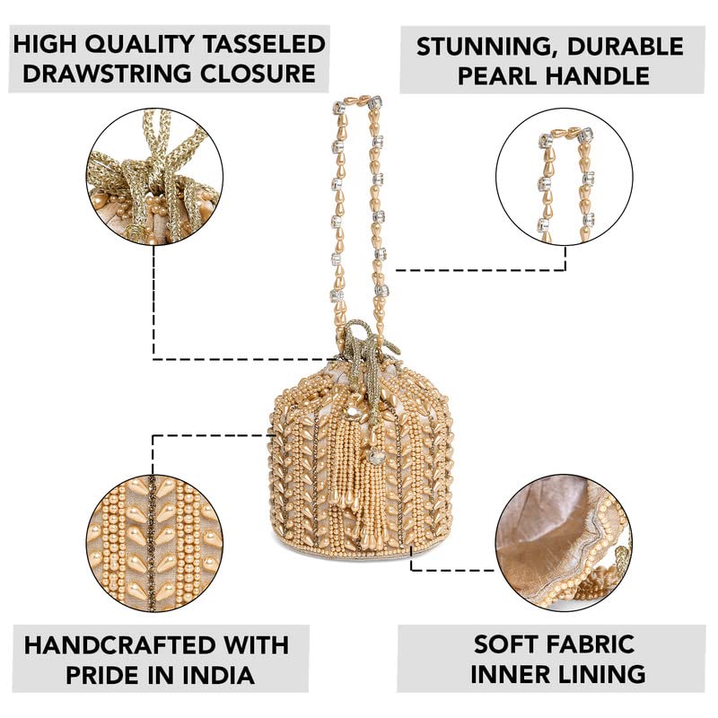 Aheli Indian Potli Bags Gift for Women Evening Bag Clutch Ethnic Bride Purse with Drawstring
