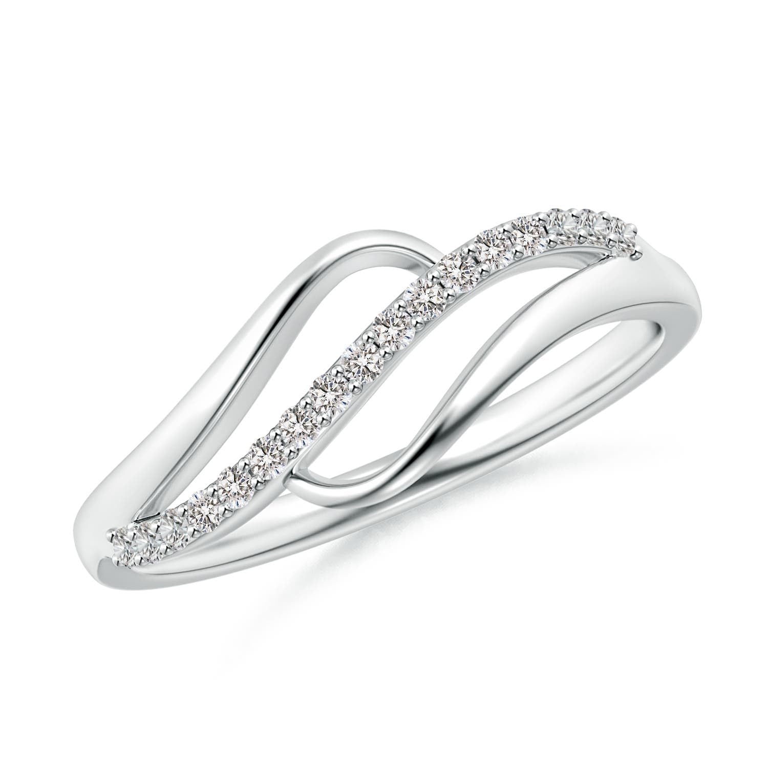 Angara Natural 0.17 Ct Diamond Side Stones Ring for Women in Platinum (Color : I-J | Clarity : I1-I2) | April Birthstone, Birthday, Engagement, Anniversary Jewelry Gift For Women
