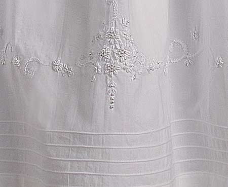Hand Embroidered 33" Short Sleeve Heirloom Christening Gown w/Shadow Embroidery White