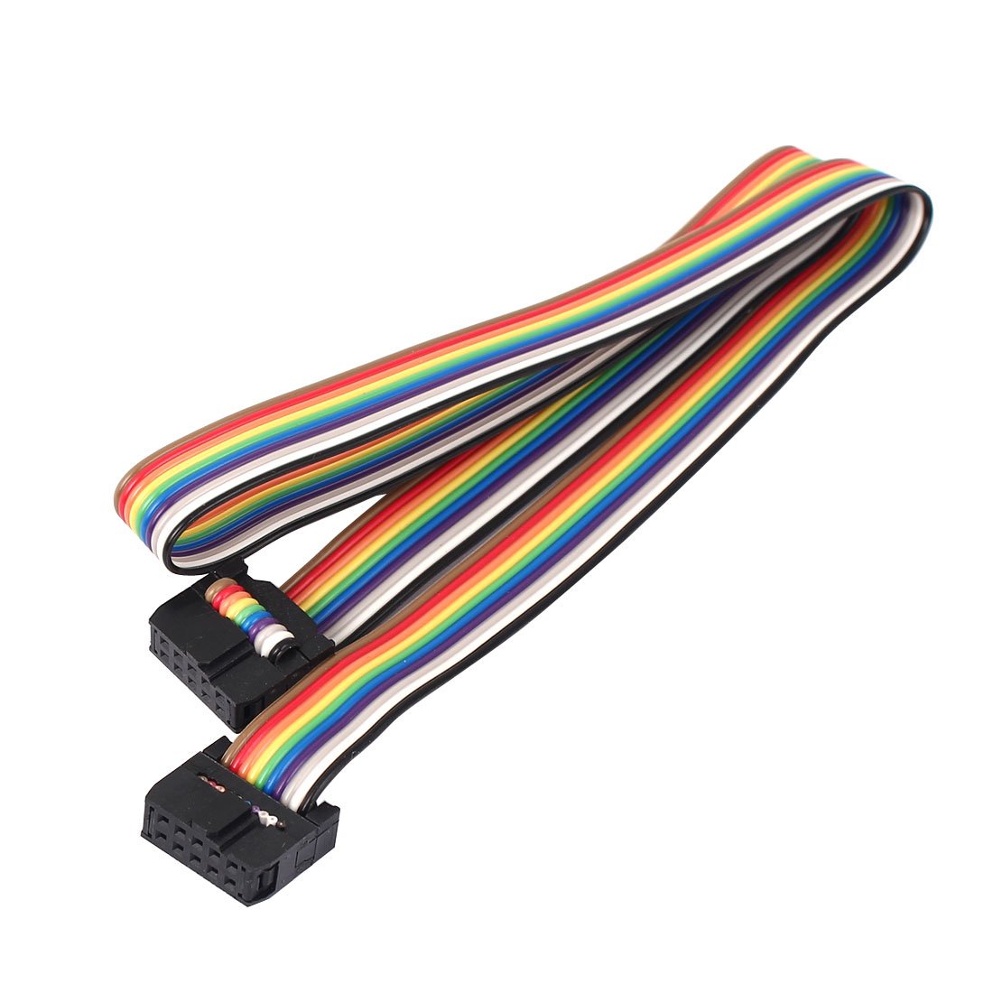 uxcell Connector IDC Flat Rainbow Color Ribbon Cable, F/F, 50 cm, 10 Pin, 10 Way for DIY, 2 Pieces