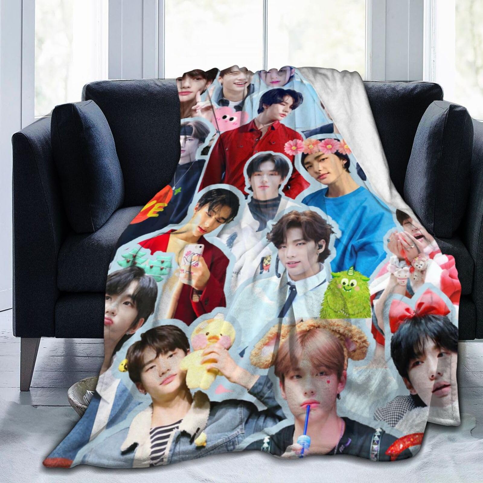 Blanket Stray Kids Hyunjin Soft and Comfortable Warm Fleece Blanket for Sofa,Office Bed car Camp Couch Cozy Plush Throw Blankets Beach Blanketsā¦