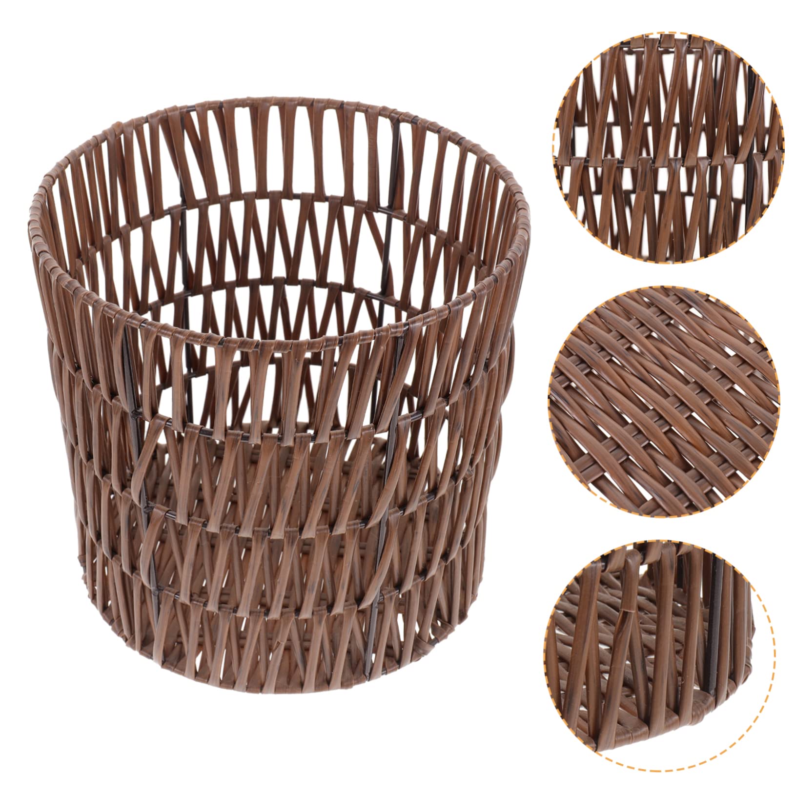 Amosfun 2pcs Hollow Storage Basket Rolling Laundry Hamper Wastebaskets Waste Basket Laundry Basket Wicker Laundry Hamper Basket Nursery Storage Bins Easter Towel Basket Baby Iron Handmade