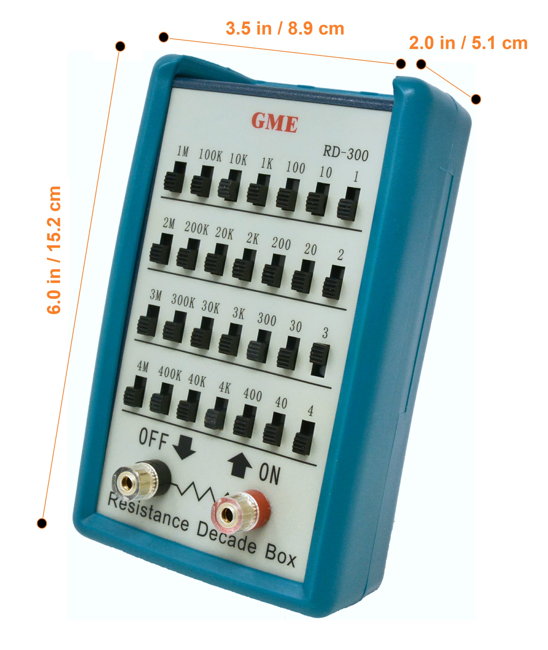 GME RD-300 Resistance Substitution Decade Box, 7 Decades Range, 1Ω to 11MΩ, 1% Accuracy, 1-Watt Rated resistors, Designed in The USA
