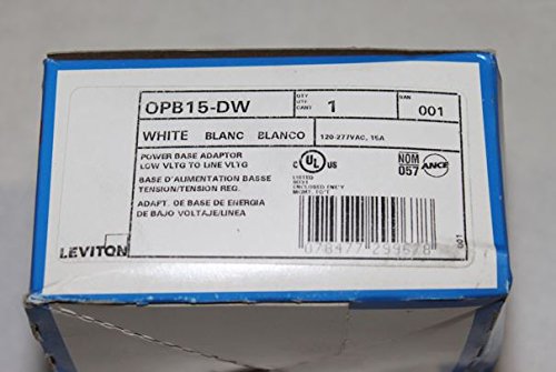 Leviton OPB15-DW The Power Base Adapter Converter, Line Voltage Unit, With 15 Amp, 120-277V Load Capacity , White