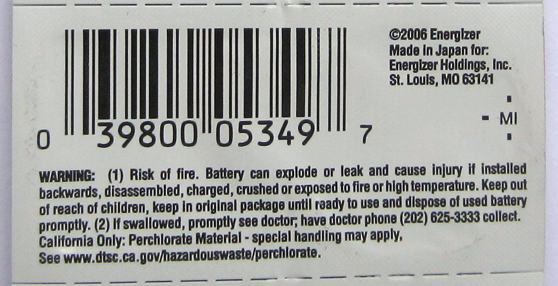 Energizer CR 2012 Lithium Watch Battery