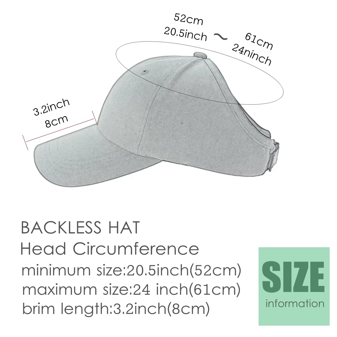 AICILY 2 Pack Backless Cap for Women Natural Curly Hair Hat Baseball Cap Afro Puff Ponytail Hat (Black＆Green)