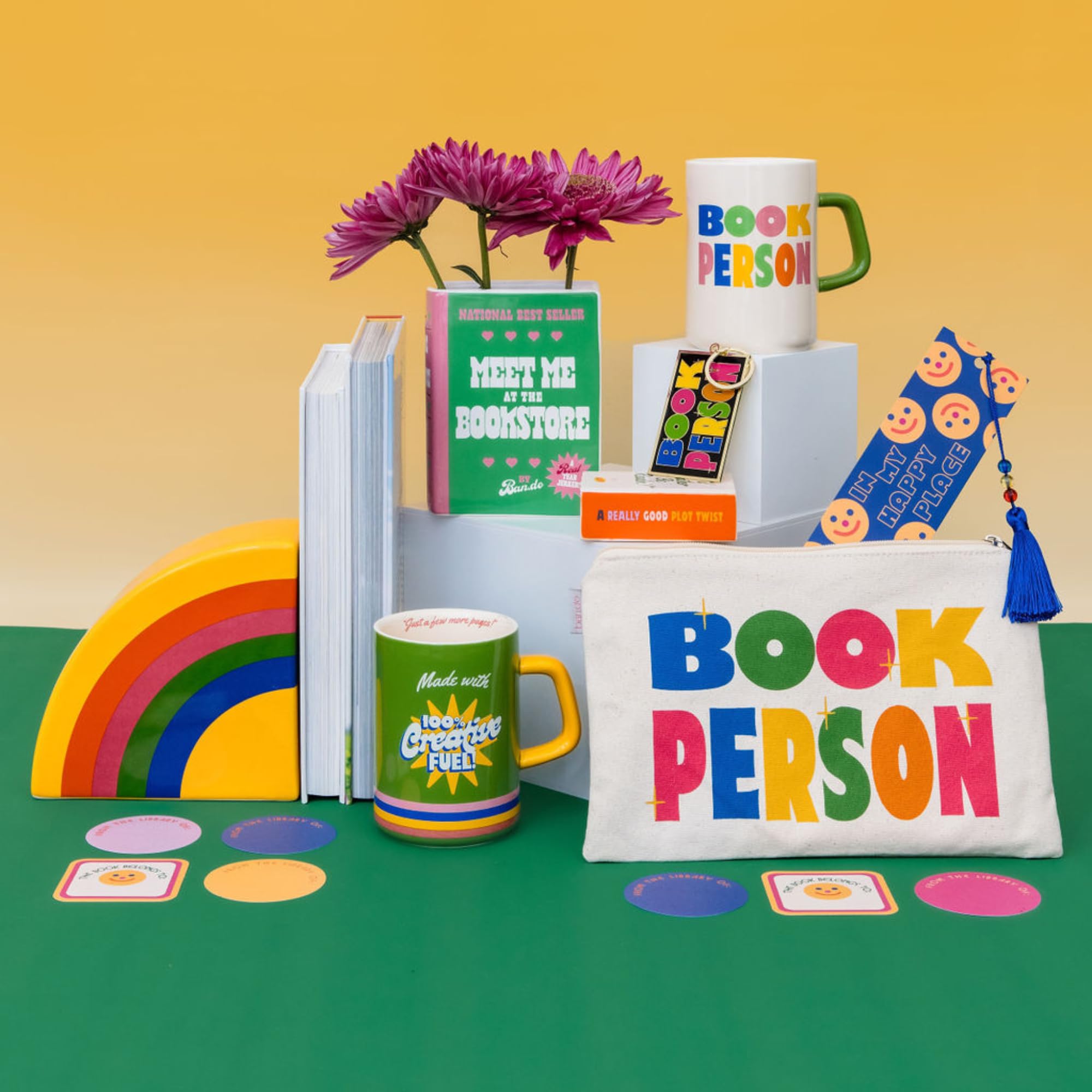 ban.do Ceramic Mug, 12 Ounce Coffee Cup, Dishwasher and Microwave Safe Mug, Books for Breakfast