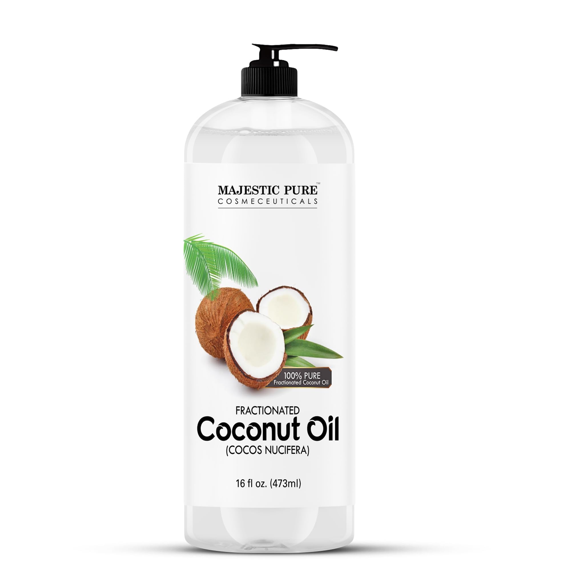 Majestic Pure Fractionated Coconut Oil - Relaxing Massage Oil, Liquid Carrier Oil for Diluting Essential Oils - Skin, Lip, Body & Hair Oil Moisturizer & Softener - 16 fl oz