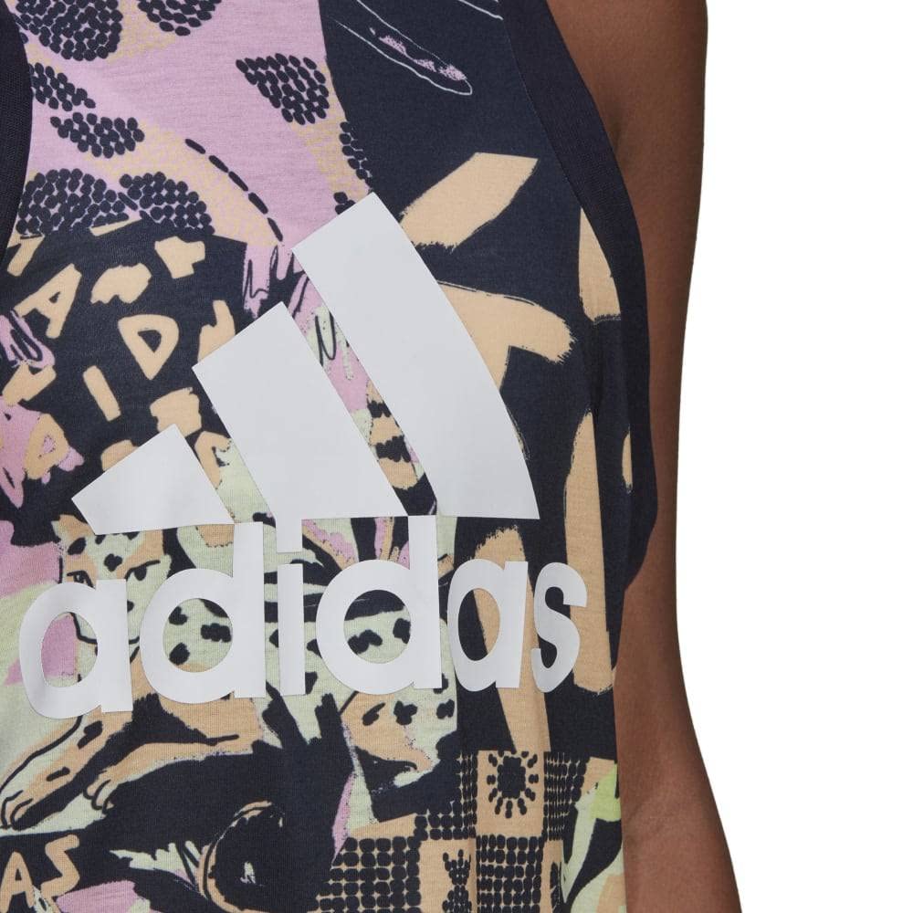 adidas Women's Farm Rio All Over Print Tank Dress, Legend Ink/White XX-Large