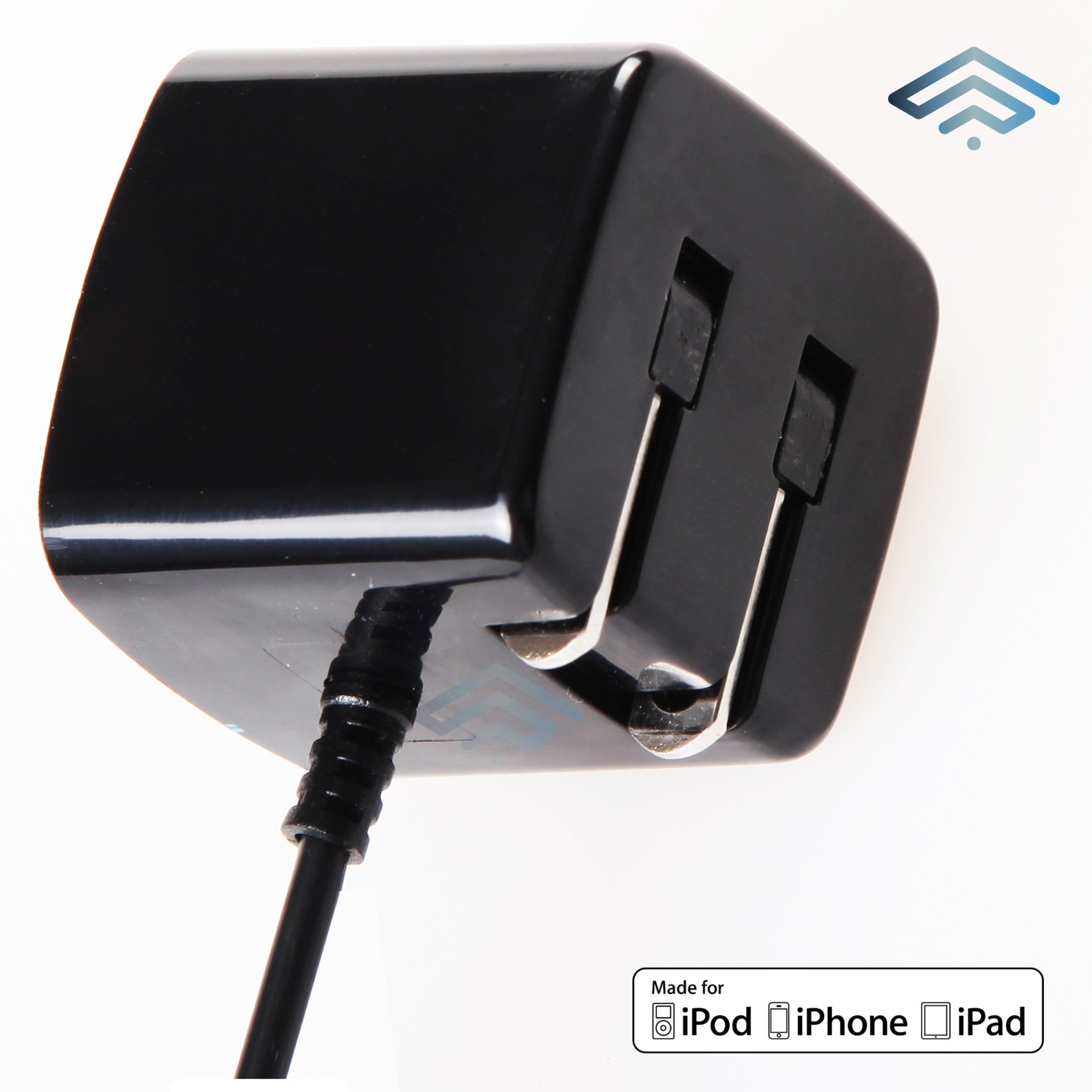 Lightningfast Fast Charger iPhone 14 Charger Block - Rapid One Piece iPhone Charger - Works With 20W 30W - Certified Lightning Apple Charger Block for iPhone 13 Pro Max Charger - Pins Fold - Black 3ft