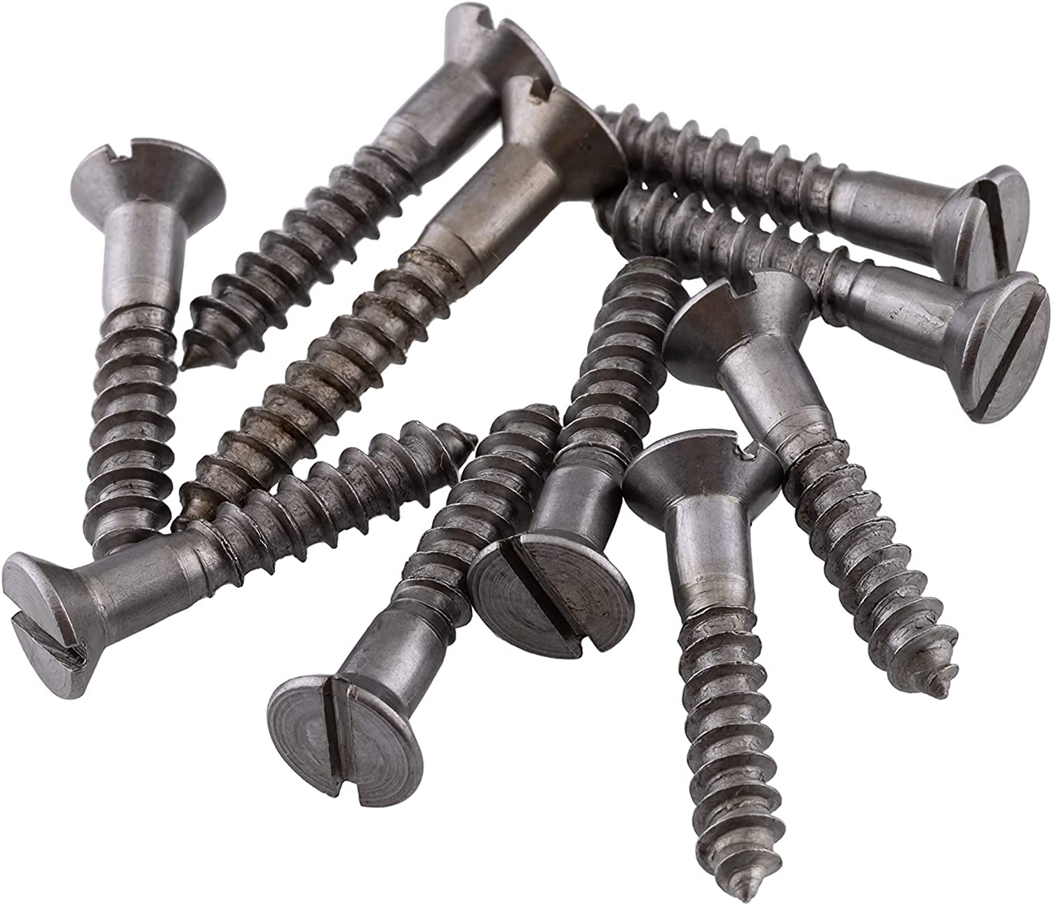 Steel Flat Countersunk Head Slot Drive Wood Screws (25, #8 x 5/8")