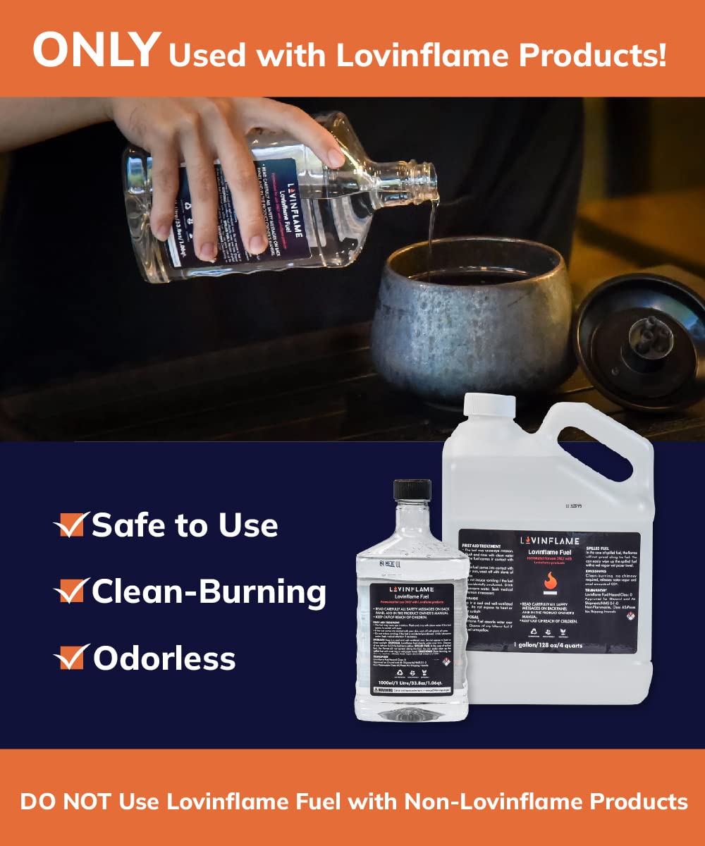 Exclusive Fuel for Lovinflame Fireplaces Fire Pits Firebowls Candles Non-Toxic, Non-Flammable, Water-Soluble, Safe for Transportation & Storage (1 Liter)