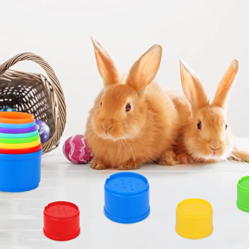 AIEX 8pcs Stack Up Bunny Cups, Bunny Toys for Rabbits Stacking Cups for Bunnies Plastic Nesting Toys Bath Cups for Baby(8 Colors)