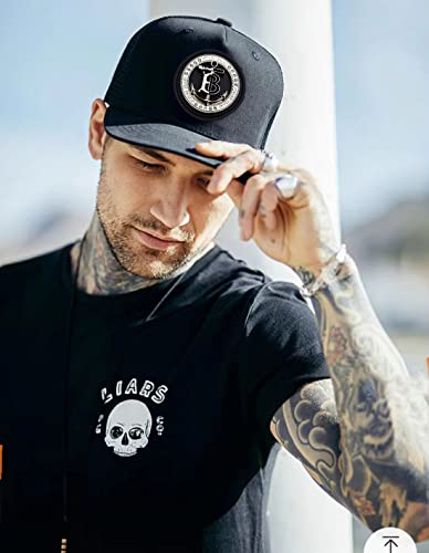 ADJUEMB Classic Snapback Hats Skull Embroidery Adjustable Flat Bill Hat Unisex Baseball Caps
