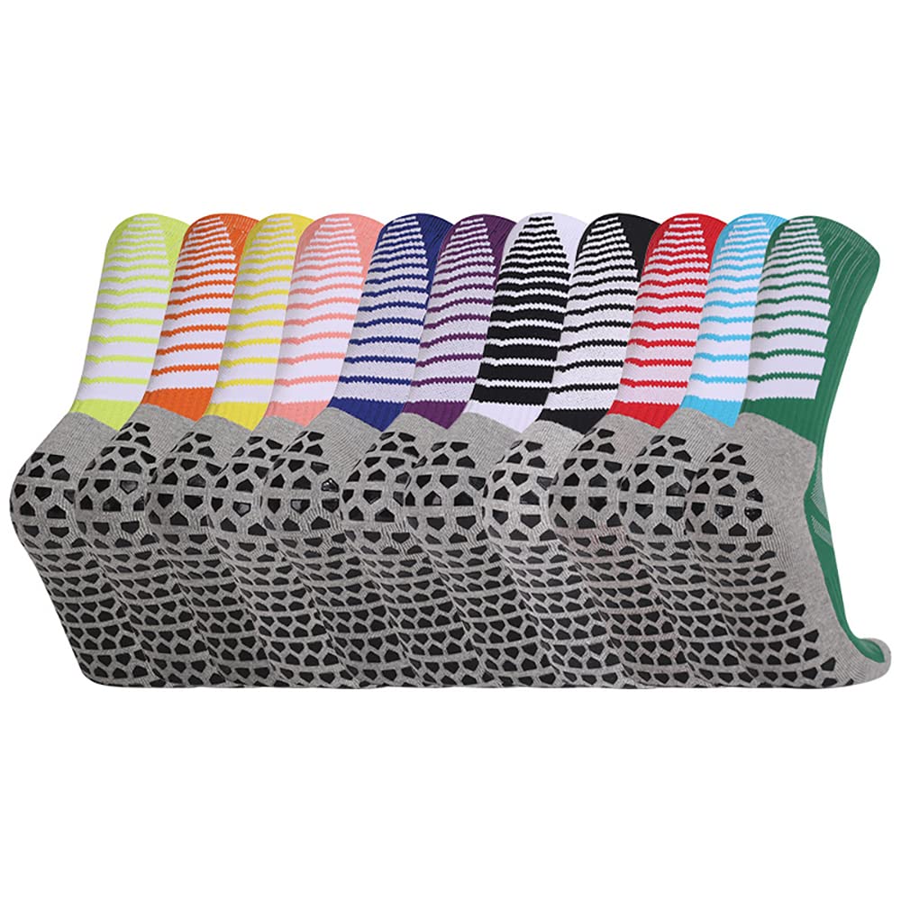Anti-Skid Socks With Grips Non Slip Socks Ideal For Strenuous Exercise, Yoga, Pilates, Fall Prevention (2 Pairs Green)