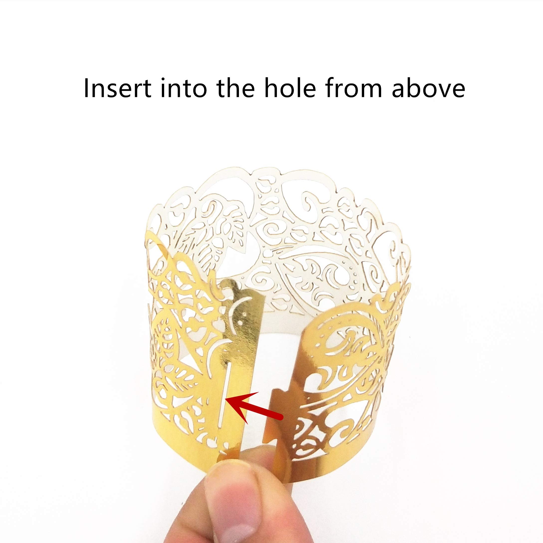 Candle Wraps, 50 PCS Flameless Tea Light Decorative Wraps Candles Holders for Festival Birthday Wedding Party (Gold)