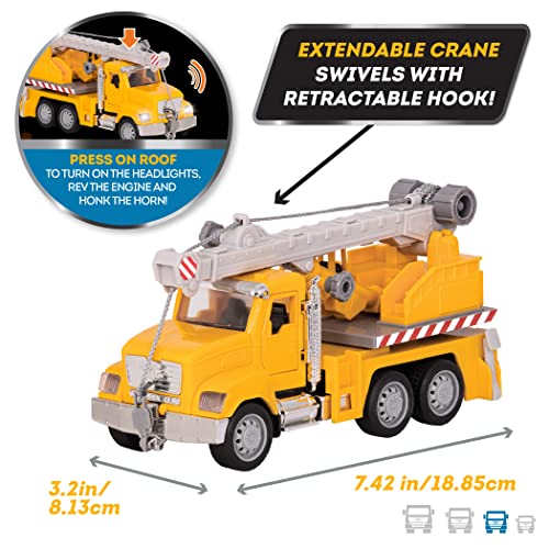 DRIVEN by Battat β Micro Crane Truck β Toy Crane Truck with Lights, Sounds and Movable Parts for Kids Age 3+ , Yellow