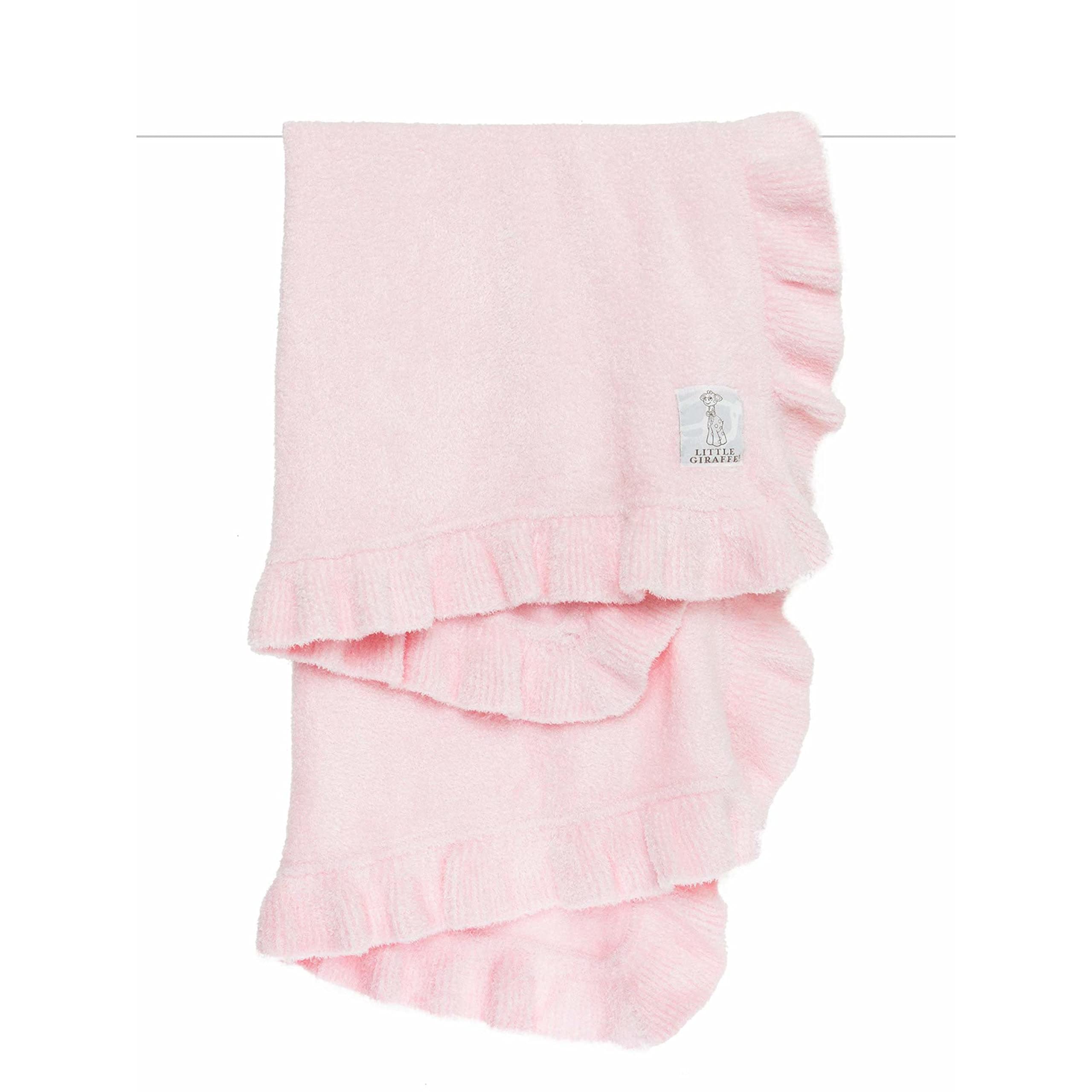 Little Giraffe Dolce Ruffle Baby Blanket 29" x 35", Pink