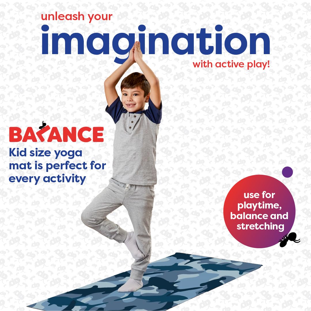 Antsy Pants- Yoga Mat for Kids - My First Yoga Mat- Exercise Mat for Toddlers -Ages 3 Years and Up (Blue Dinosaur)