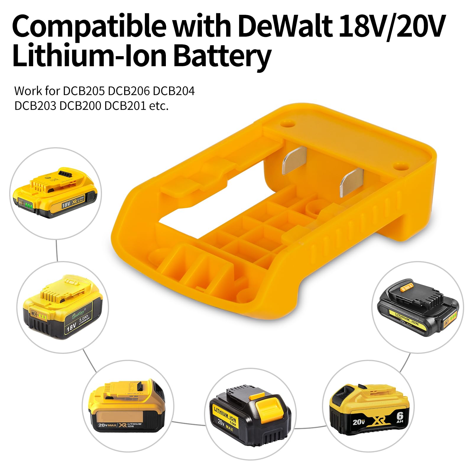 Battery Adapter Compatible with Dewalt 18V/20V Battery Adaptor with USB Charger & Type-C PD Power Source Charger for 20v 18V MAX Lithium Battery(Adapter Only)