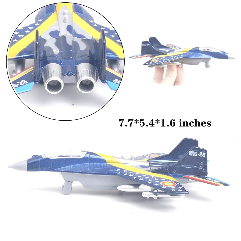 Ailejia Fighter Jet Military Plane Model Airplane Toy Alloy Planes Aircraft Mode Attack Airplane Toy with Pull Back Stealth Bombers and Fighter Planes (Blue)