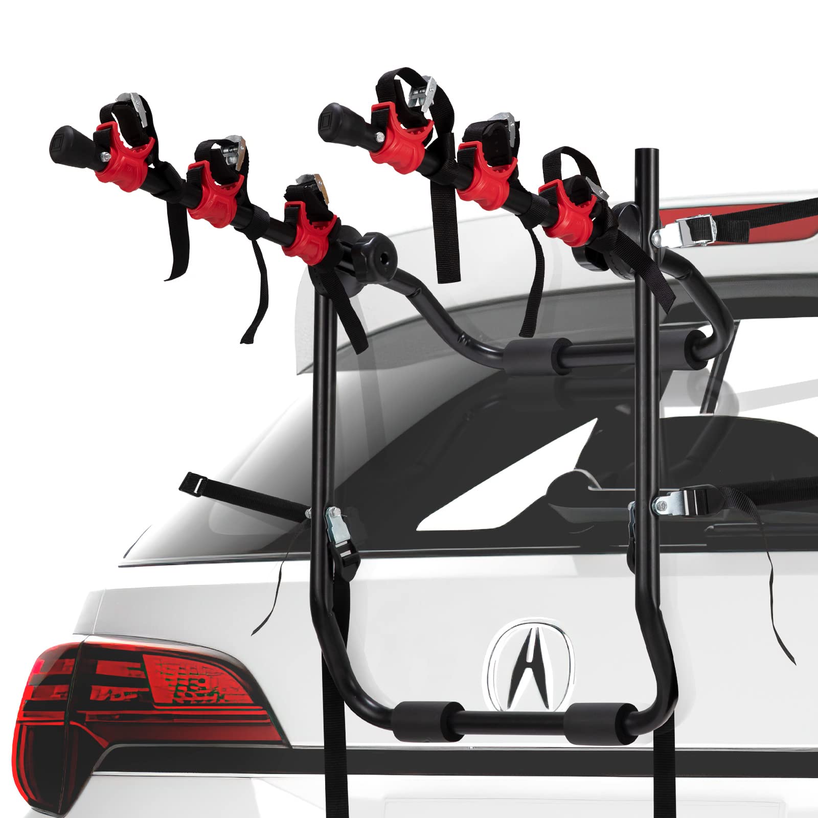 ASENDIWAY 6Pcs/Set Bike Rack Hitch Mount Bicycle Car Bike Rack Strap Replacement Cradles Cargo Carrier Spare Hooks with Rubber Straps 1-1/4"&2" Bike Rack PartsTruck Hitch Red&Black Tie-Down Straps