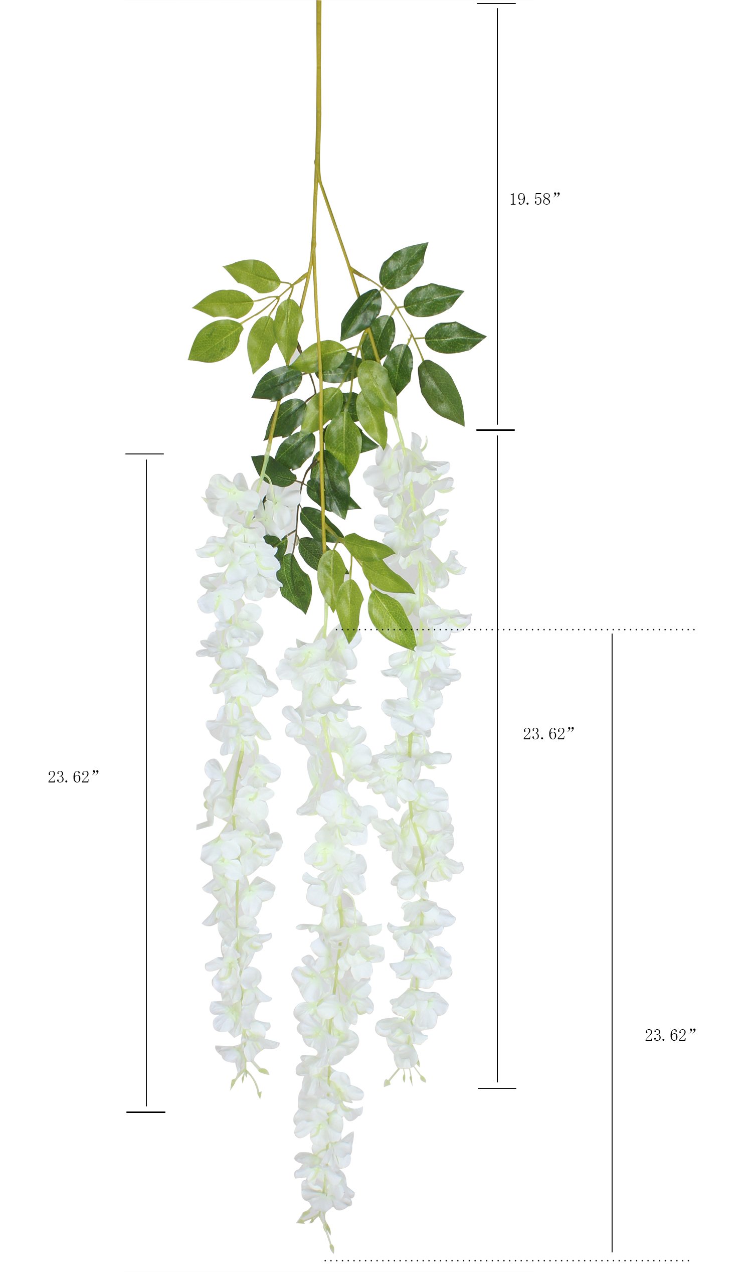 Duovlo 12 Piece Artificial Silk Wisteria Vine 3.6 Feet Ratta Hanging Flower Garland String Home Party Wedding Decor (White)