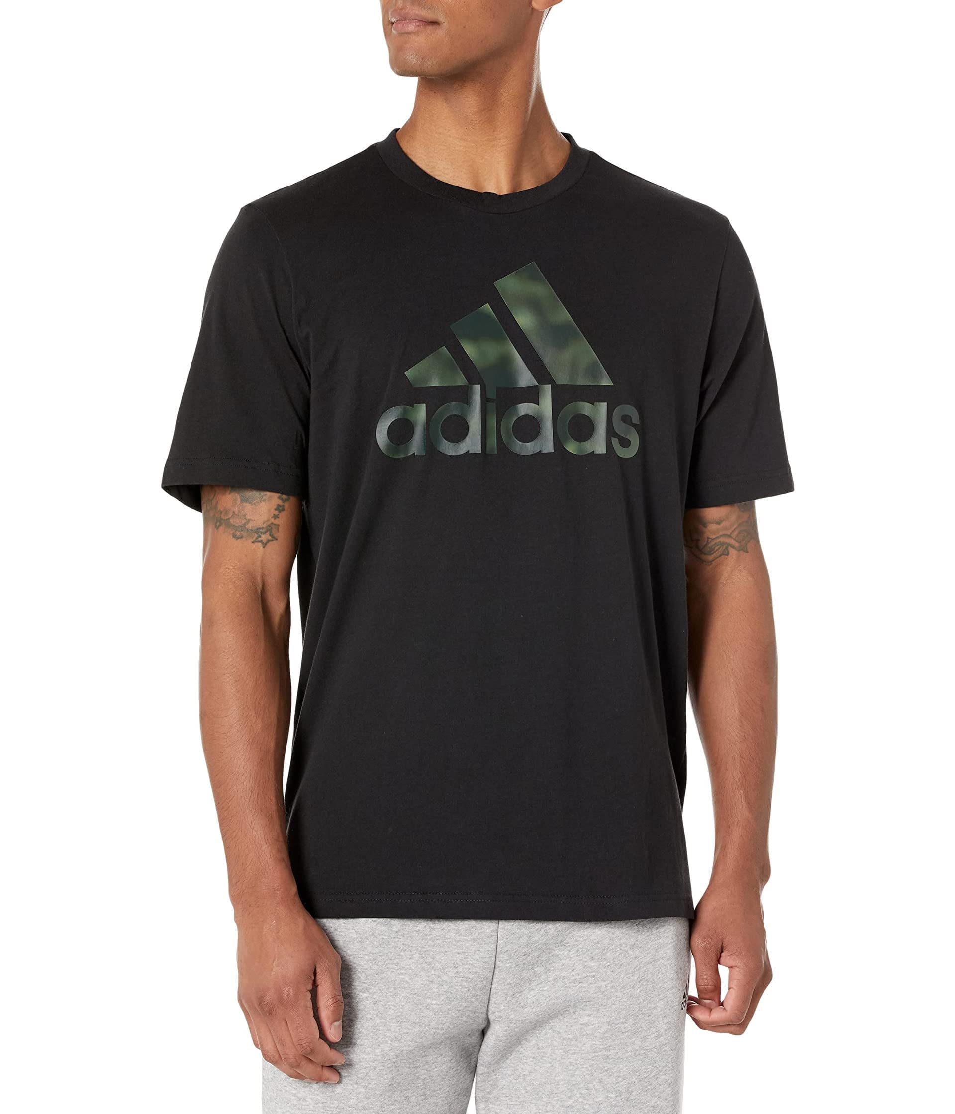 adidas Men's Essentials Camouflage Printed Tee, Black, X-Large