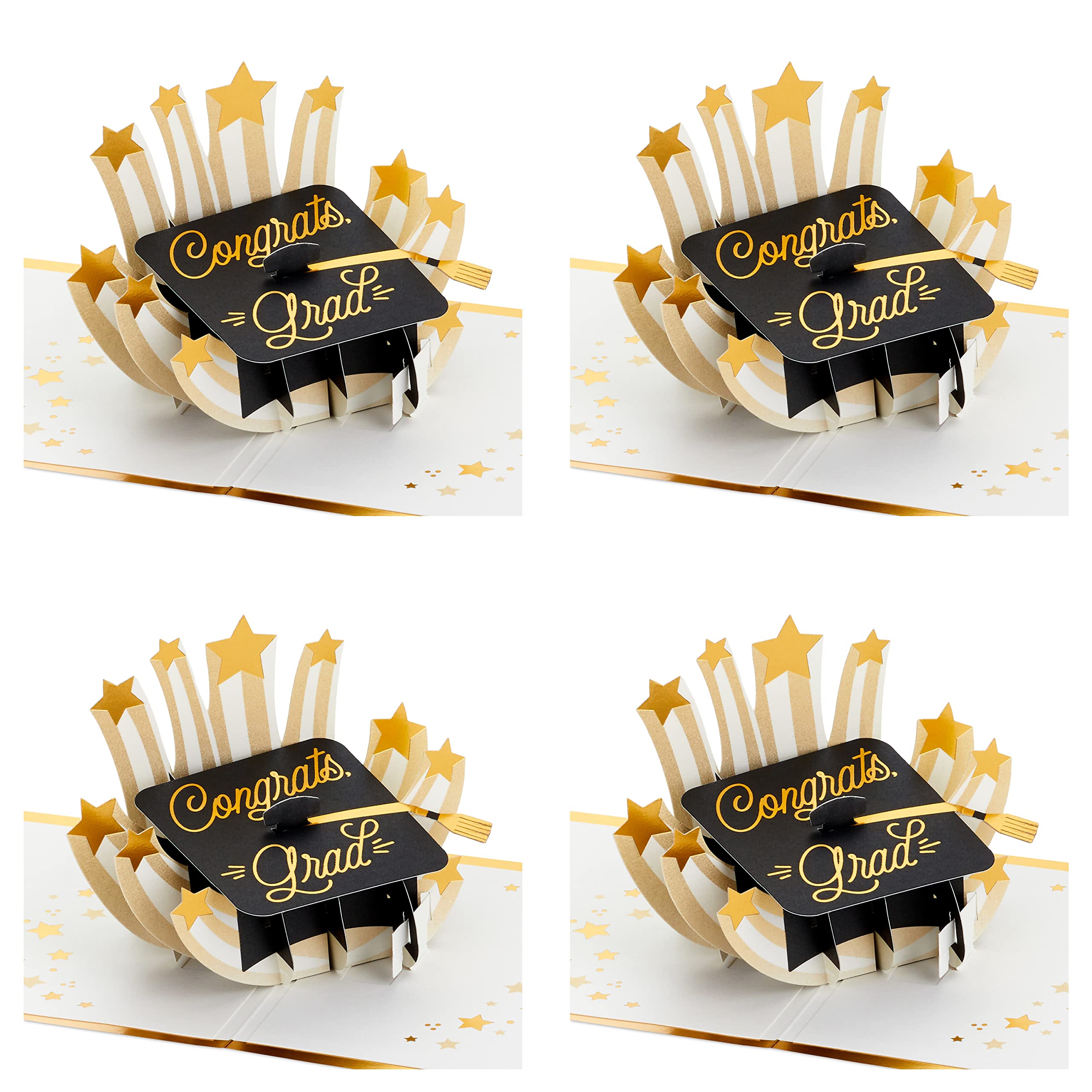 Hallmark Signature Paper Wonder Pop Up Graduation Cards, Grad Cap (4 3D Cards with Envelopes)
