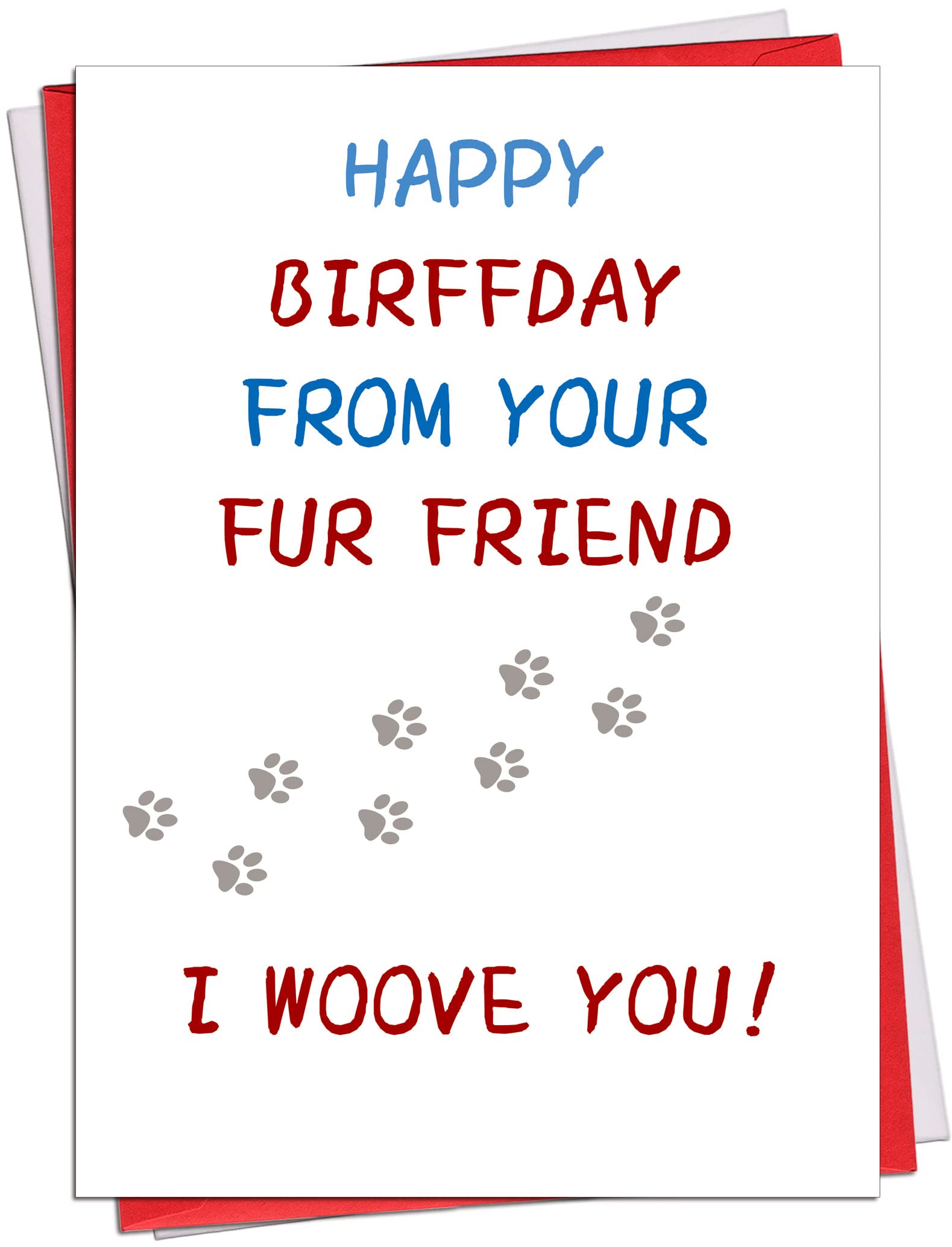 Ikassong Funny Birthday Card from Dog 5.3 x 7.6 with 2 Envelopes for Men Women Dog Lover Owner Bday Naughty