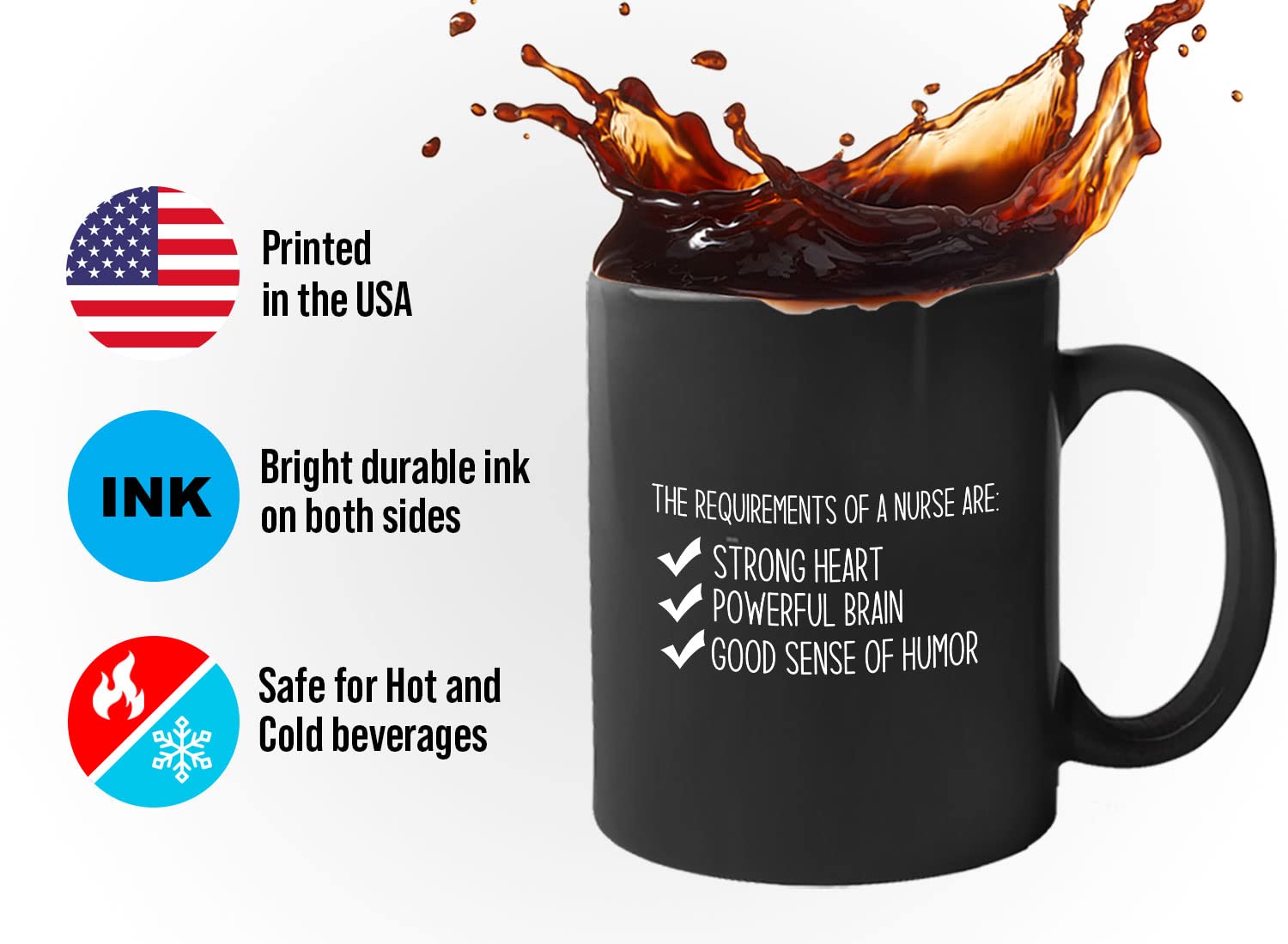 Bubble Hugs Nurse Coffee Mug 11oz Black - The Requirements - Labor Clinical Certified Nursing Assistant Surgical Emergency Oncology Practitioner