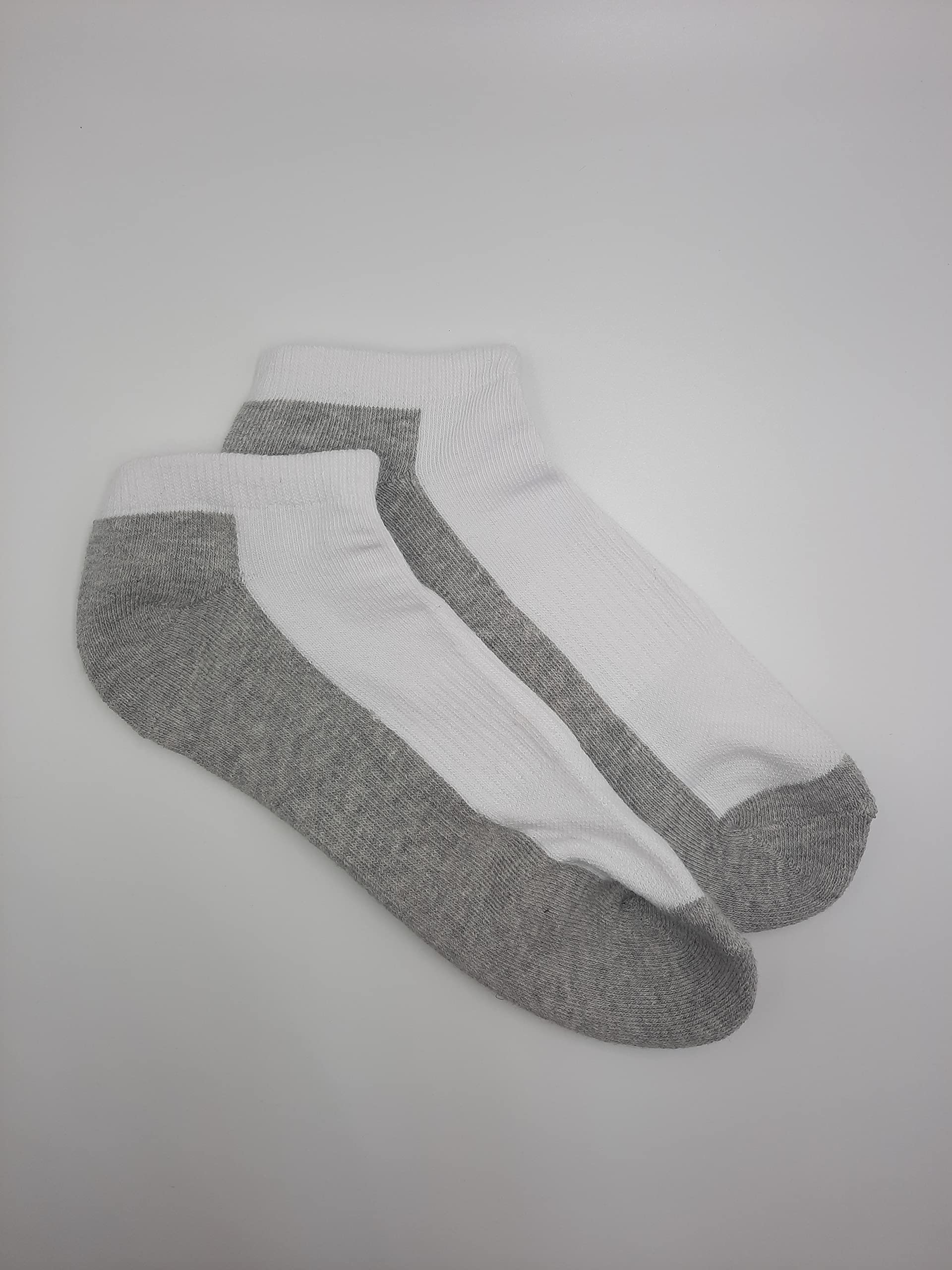 ACTIONX Ankle Socks for Men - White and Grey - Men's Low Cut Socks - One pair per package. Comfort in a Bag! Mens Size 6-12.