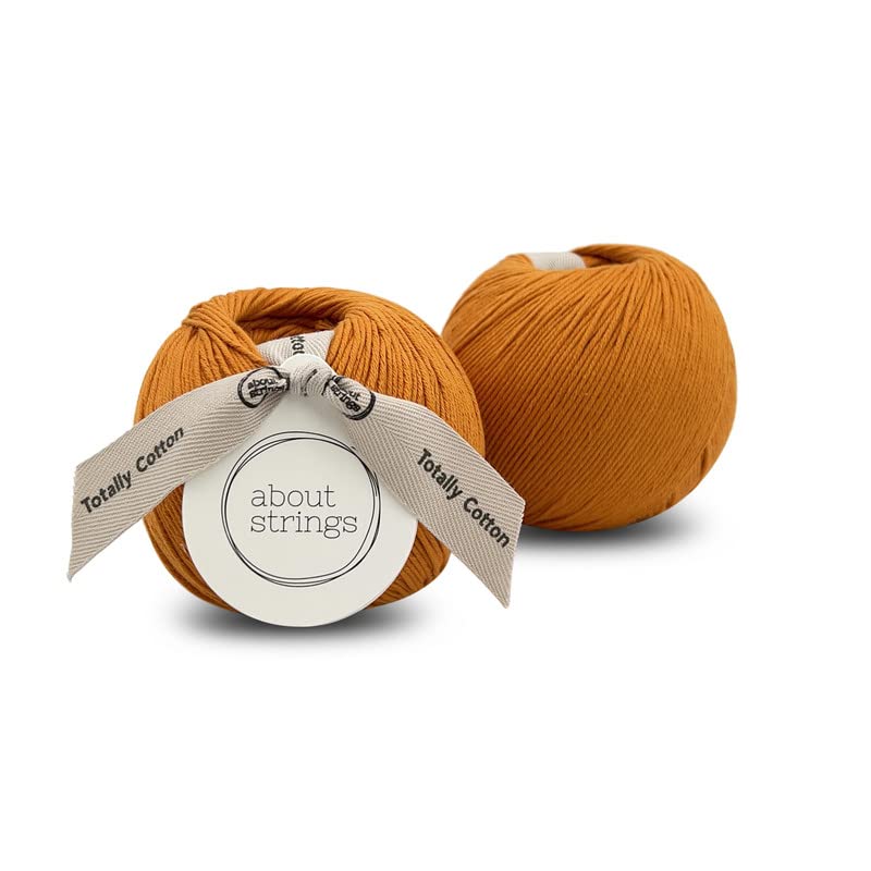 About Strings 100% Organic Cotton No.3 Light DK Yarn 3.53oz(100g) 234 Yards per Ball, 2-Pack (Golden)