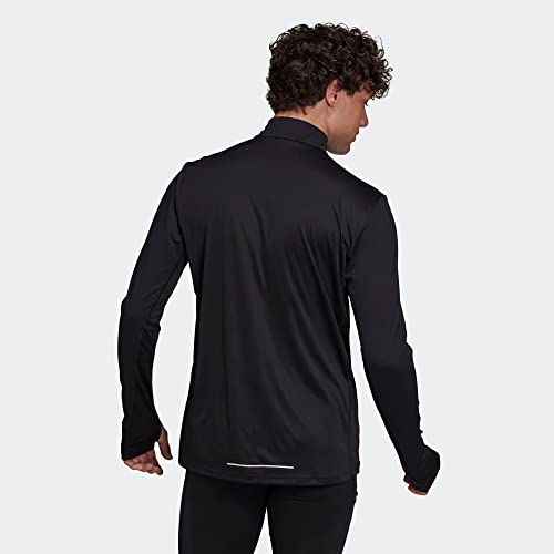 adidas Men's Own The Run Half-Zip Long Sleeve Tee, Black, X-Large