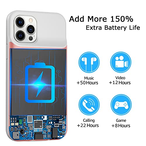 Battery Case for iPhone 12 Pro Max, Upgraded 8500mAh Portable Battery Pack Rechargeable Charger Case Compatible with iPhone 12 Pro Max (6.7 inch) External Battery Charging Case Support Carplay (Pink)
